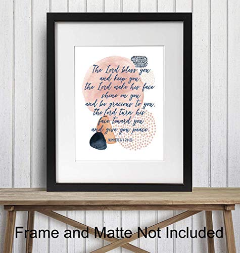 May the Lord Bless You and Keep You - Positive Inspirational Uplifting Religious Bible Study Wall Decor - Motivational Quote Scripture Verse Wall Art - Christian Encouragement Gifts - Aaronic Blessing