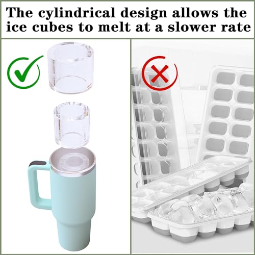 Ice Cube Tray For Stanley Cup 30-40 Oz,Silicone Stanley Ice Mold For Stanley Cup,Cylinder-Shaped Stanley Cup Ice Mold With Lid For Drinks, Coffee And Cocktails,Whiskey,Easy Fill And Release,BPA Free