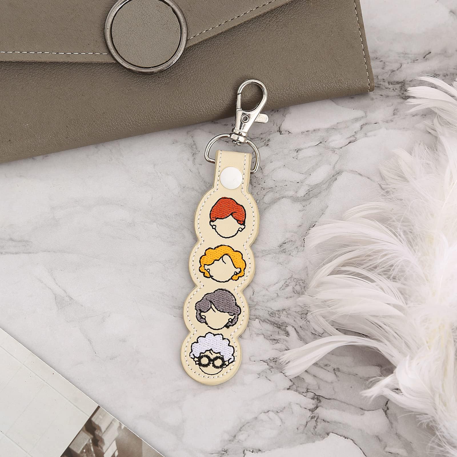 HappyDaddy Leather Keychain, Womens Keychain,Keychain Best Gift for Great Birthday or Christmas Gift(Golden Girls)