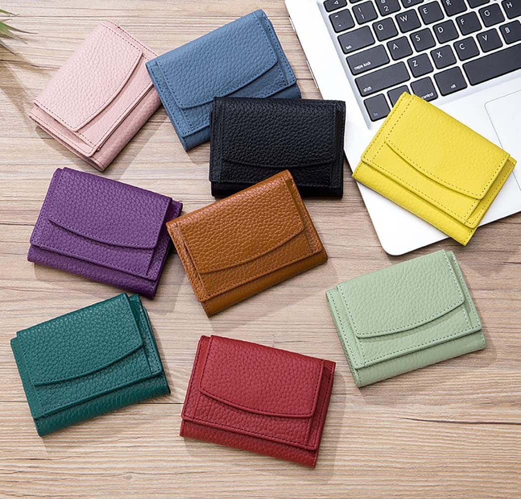 IJPQIJ 2023 New Unisex Anti-Credit Card Fraud Folding Mini Wallet, Genuine Leather RFID Blocking Card Holder Organizer Pocket Mini Wallet (Light Green)