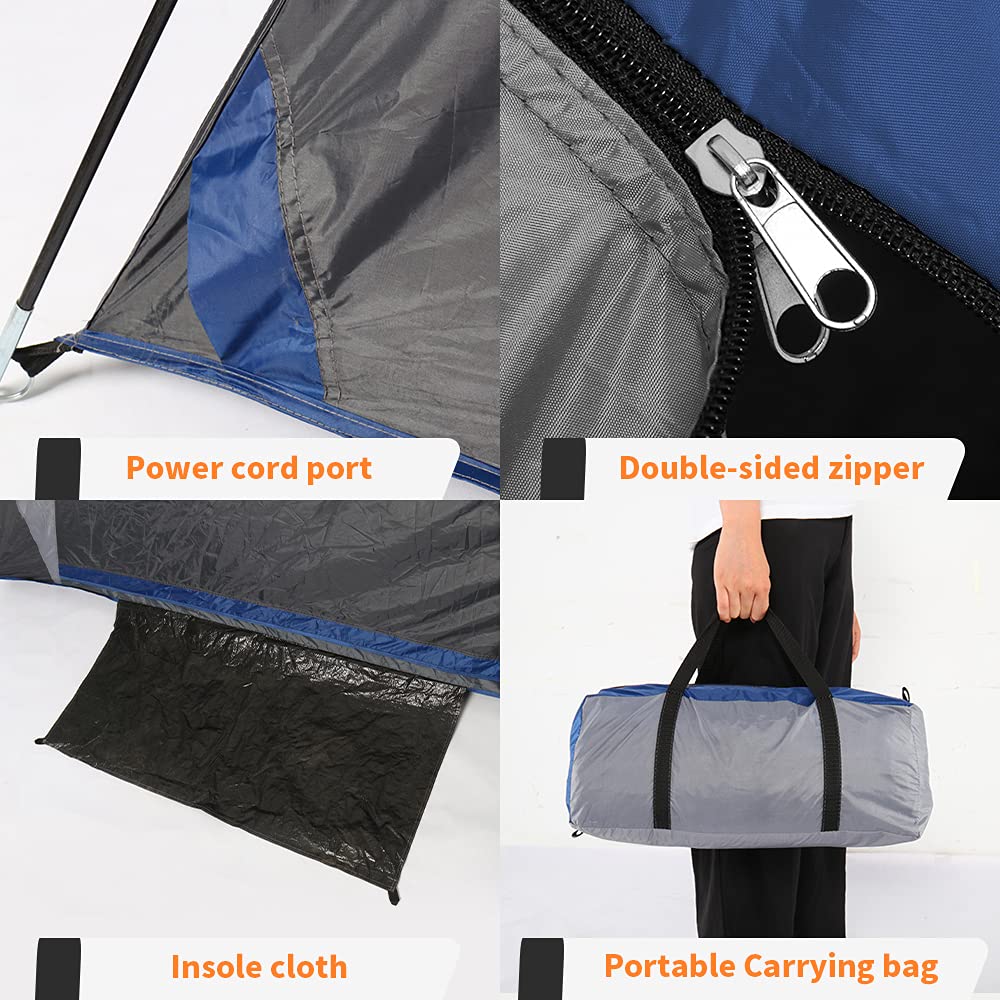 Great Escapes Camping Tent for 4 Person, with Detachable Rain Fly and Portable Carrying Bag, 4 Seasons Use, Easy to Install, BlueGrey