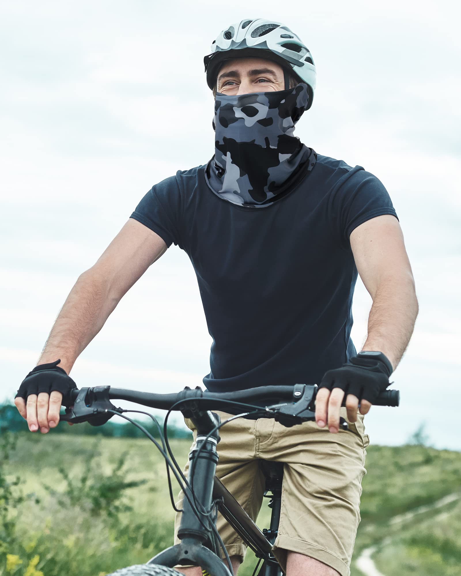 Geyoga 9 Pcs Summer Balaclava UV Sun Protection Full Face Covering Ice Silk Mask Cover Head Sports Face Covering(Camo Style)