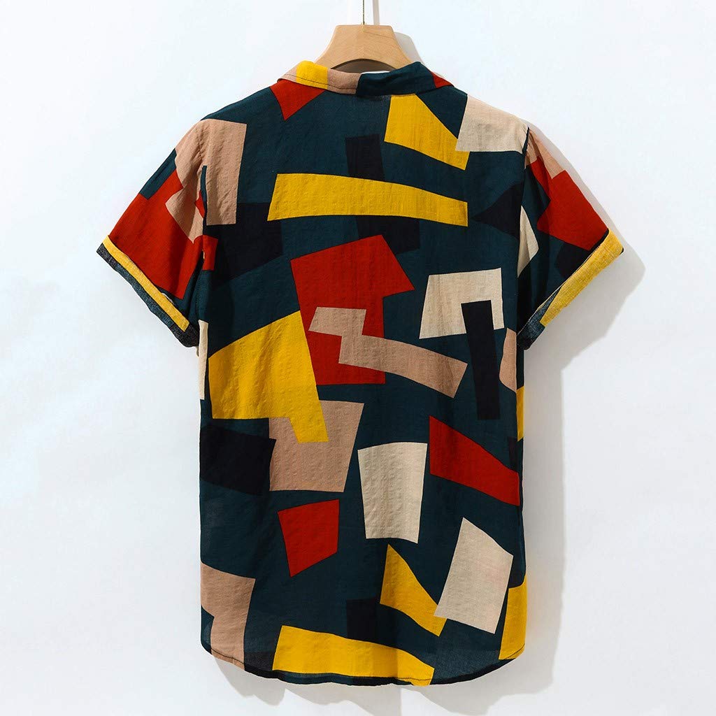 haoricu Men Shirts Multi Color Lump Chest Tee Short Sleeve Round Hem Loose Shirt with Pocket …
