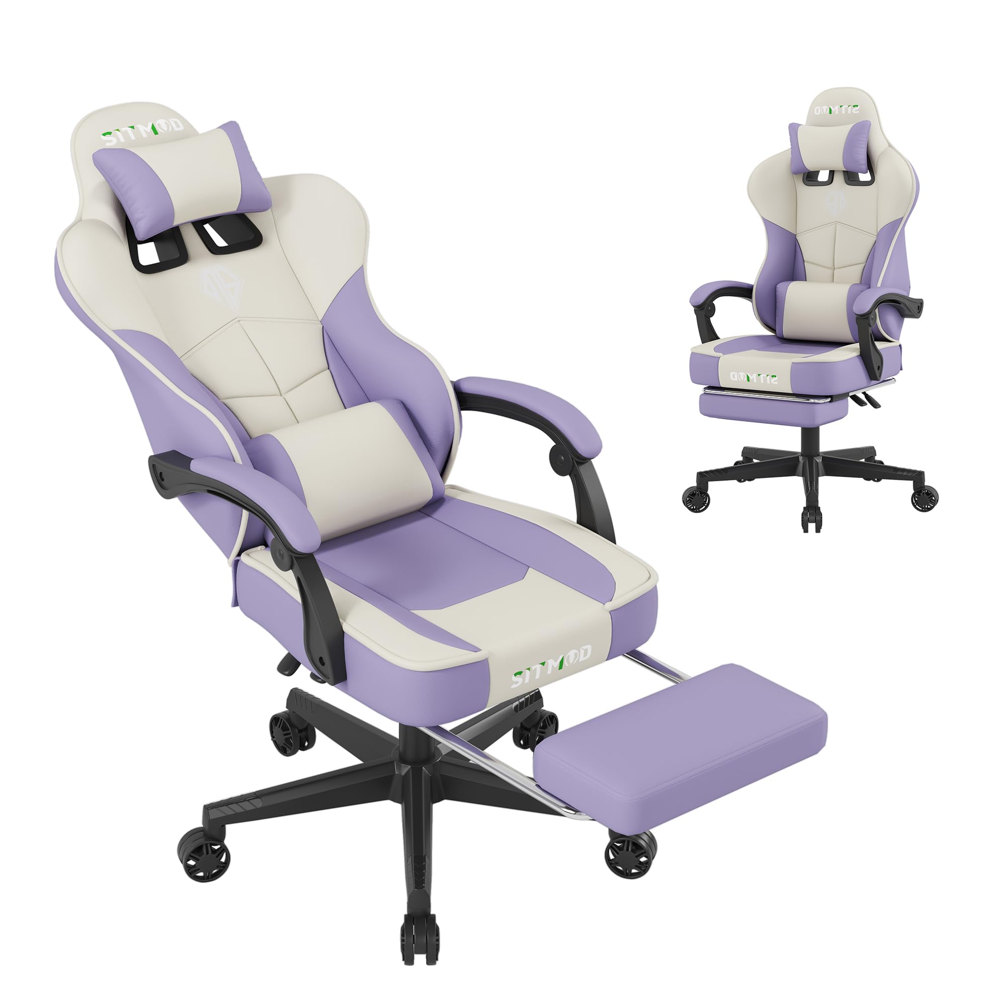 Gaming Chair Ergonomic Office Chair with Headrest for Adult (Gray)