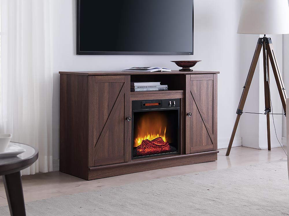 HearthPro Alexander Electric Fireplace TV Stand & 18" Firebox - Weathered Brown, SP6547-OF