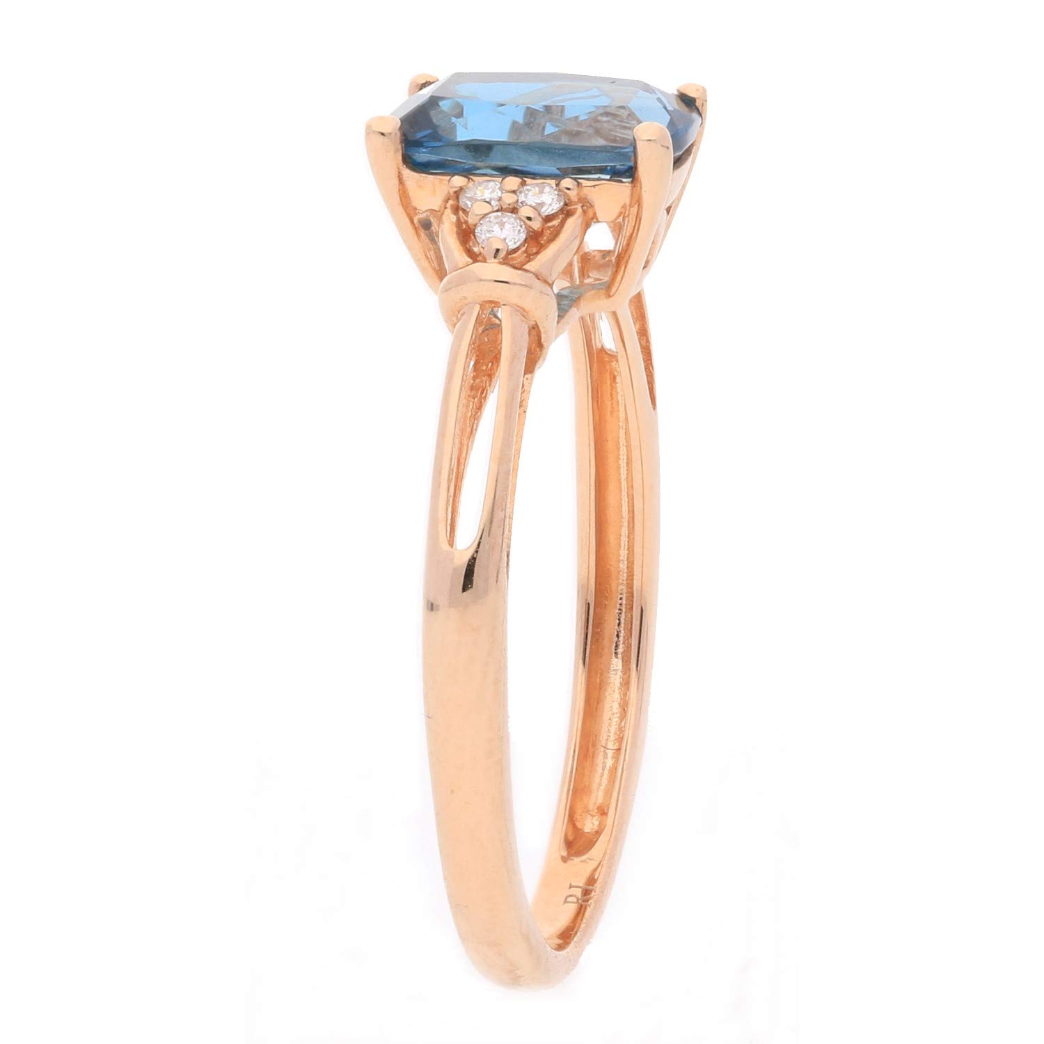Gin & Grace 10K Rose Gold Natural Diamond (I1,I2) & Genuine London Blue Topaz Engagement Propose Promise Ring for Women