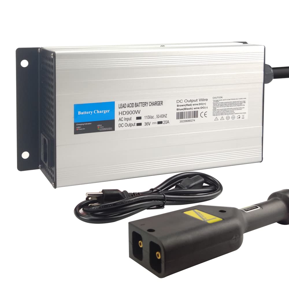 hogardsujia 36V 20A Battery Charger for EZGO EZ-GO TXT 96-Up Golf Cart, Powerwise Style D-Plug, Silver Shell