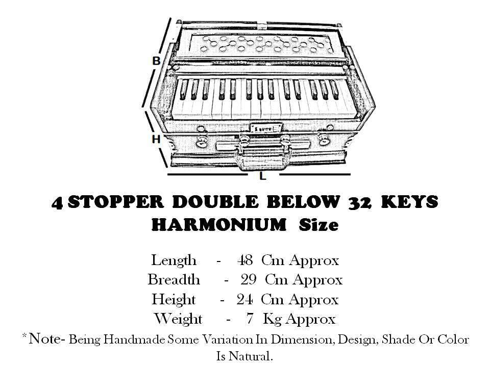 Harmonium With Bag Indian High Class Sound 4 Stopper Double Bellow 32 Key