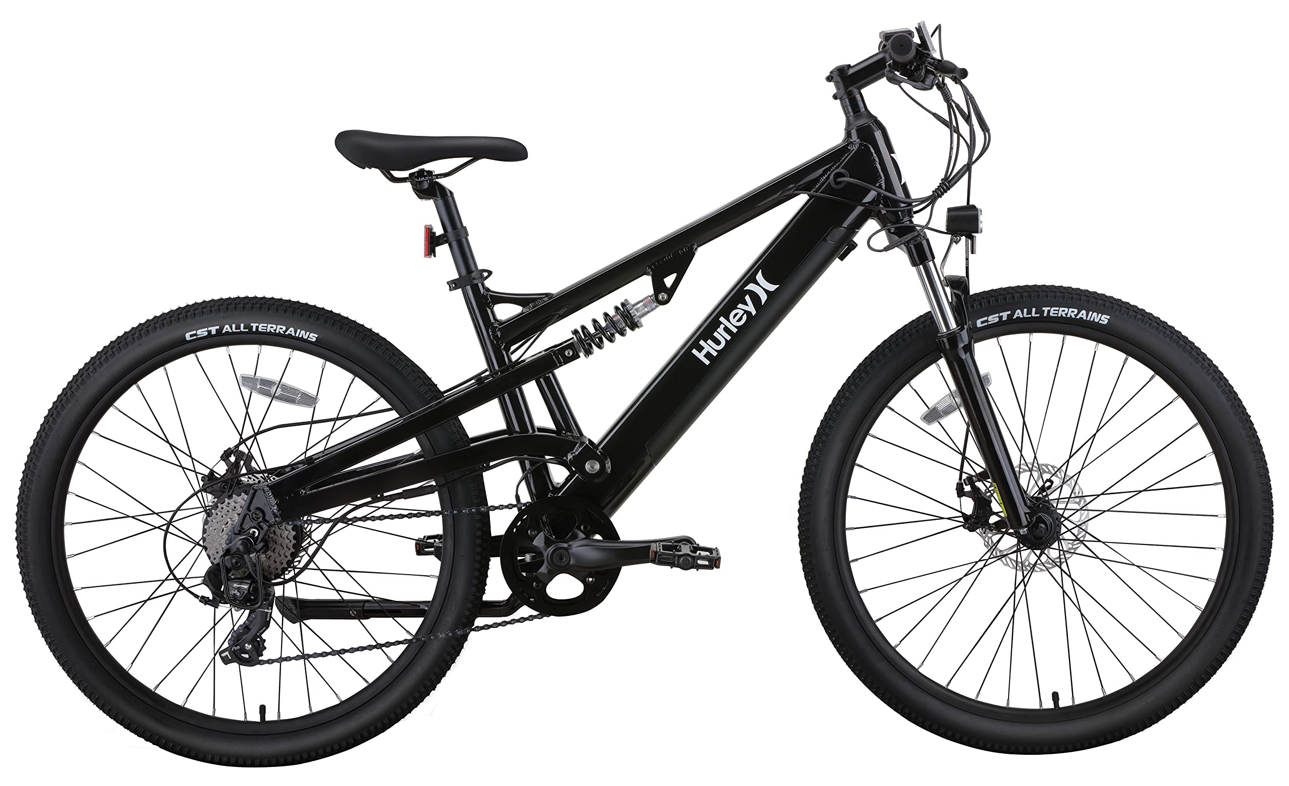 Hurley Bikes Alle-OOP E-MTB Dual Suspension Electric Mountain Bike (Black, Medium / 16 Fits 5'2″-5'10″)