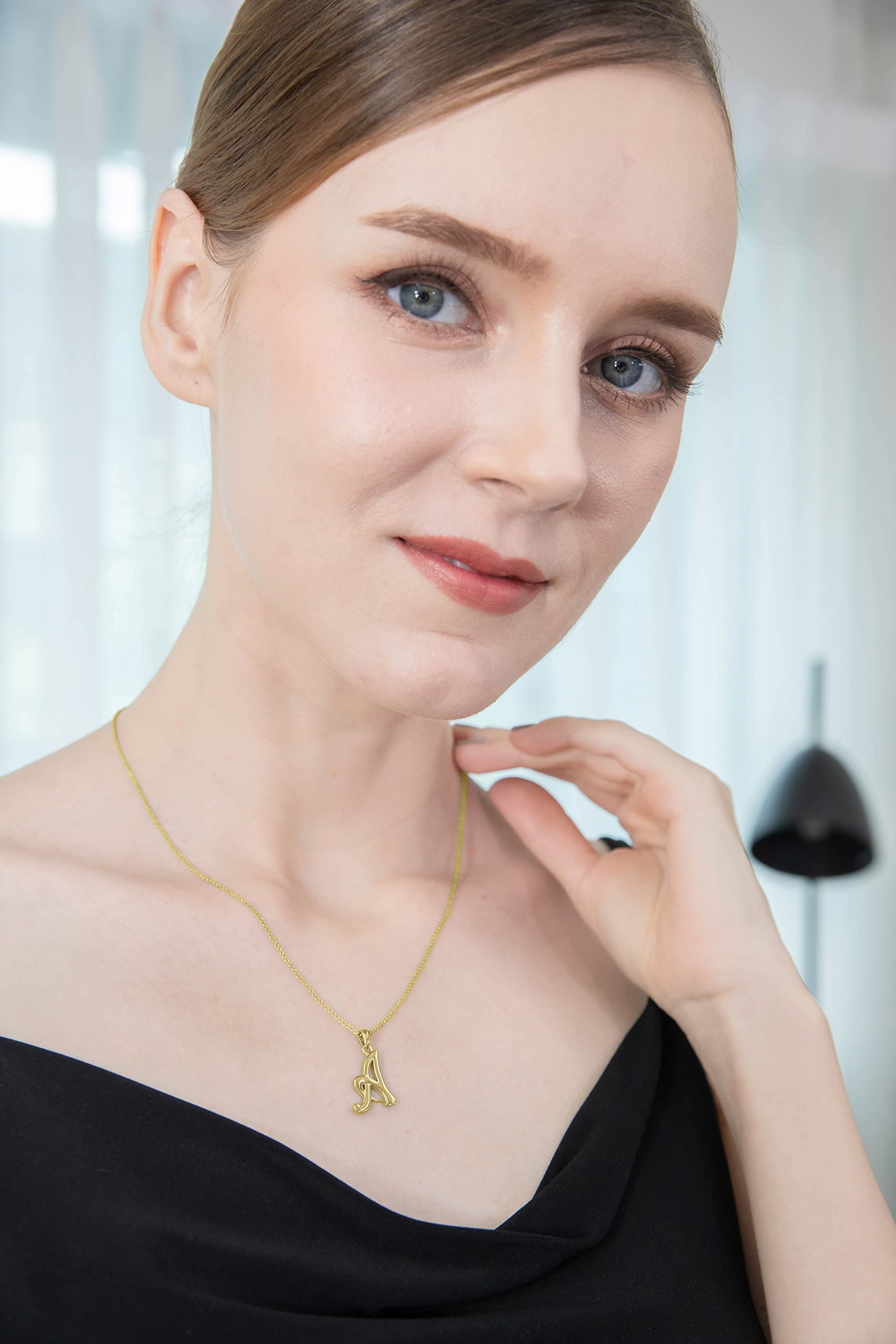 GemStar USA Yellow Gold Flashed Sterling Silver I Letter Initial Alphabet Name Personalized 925 Silver Pendant Necklace