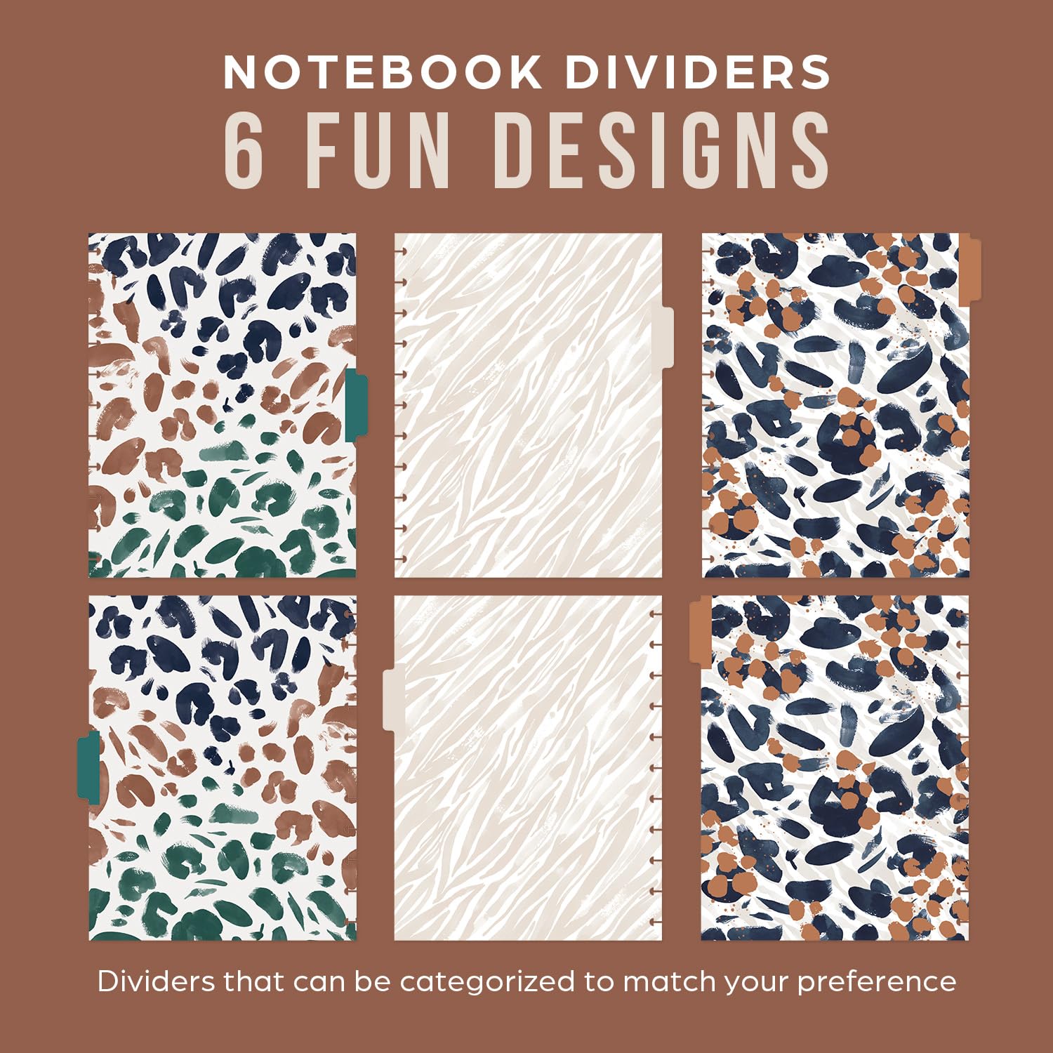 Happy Planner Daily Notebook for School, Office or Journaling - 60 Sheets Dotted Paper with 3 Dividers - Notebook for Student or Teacher - Gone Wild Theme - Large Notebook 8.5" x 11