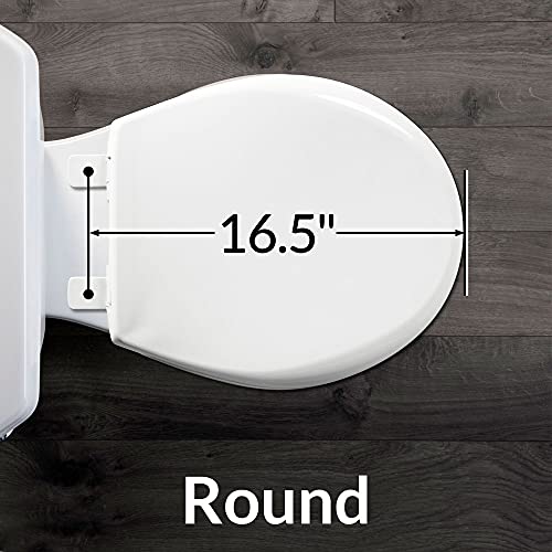 MAYFAIR 29CPA 000 Beadboard Toilet Seat with Chrome Hinges will Never Loosen, ROUND, Durable Enameled Wood, White, 1 Pack Round