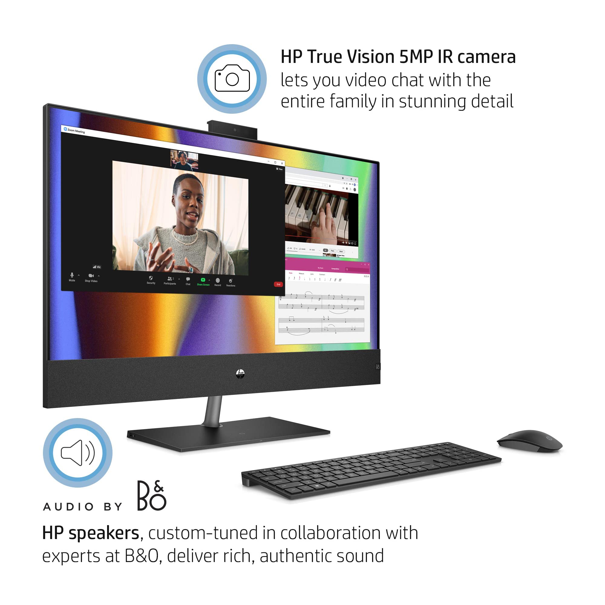 HP Pavilion 31.5" All-in-One Desktop Computer, QHD(2560 x 1440), Core i7-12700T(12 Cores), RTX 3050 Graphics, 32 GB RAM - 2 TB PCIe SSD, 2K Display, Wi-Fi 6, B&O Audio, IR Webcam, Windows 11 Pro