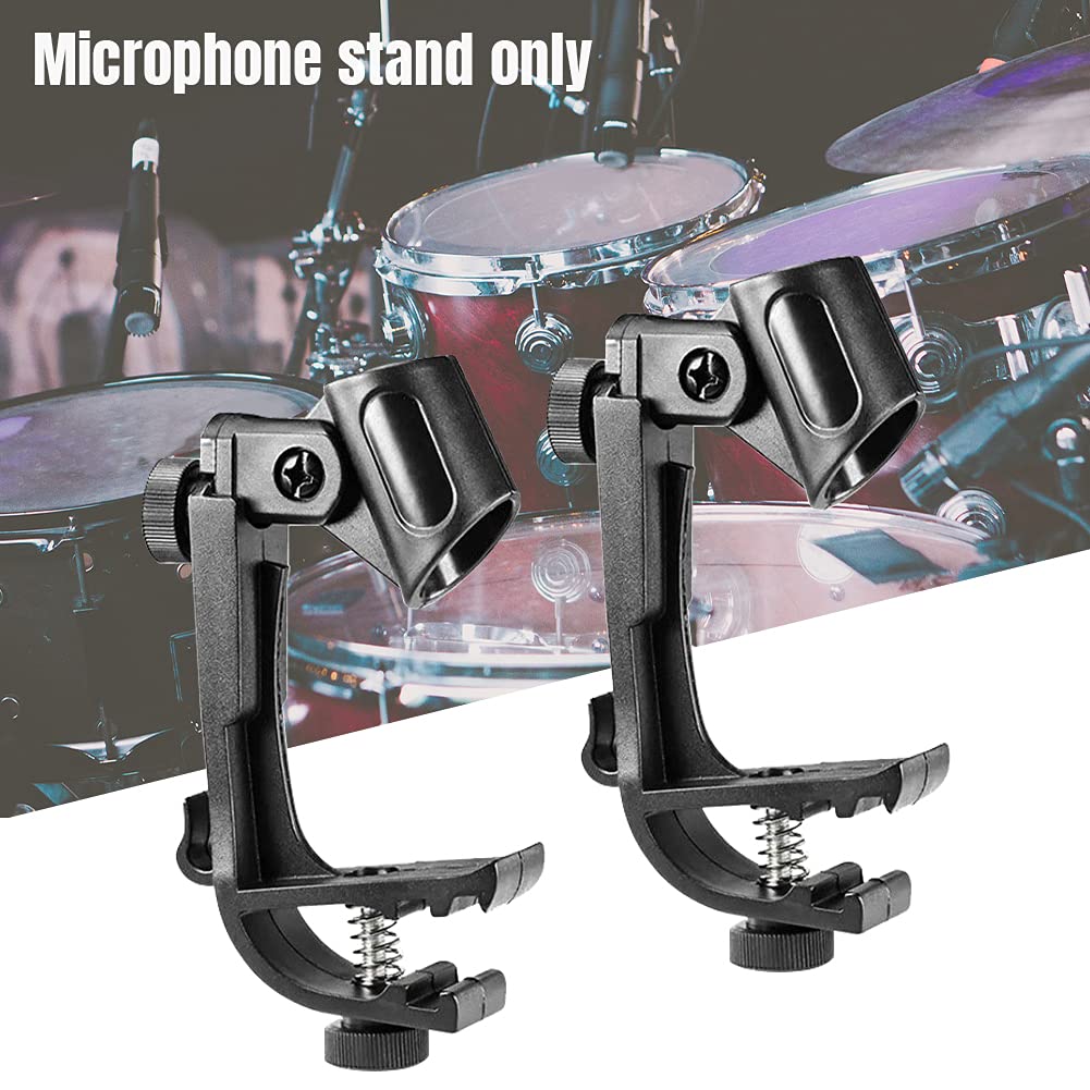 GEZICHTA 2 PCS Drum Adjustable Microphone Holder 180 Degrees Rotation Drum Microphone Clips,Clip Musical Shockproof Snar-e Mount Clamp Instrument Accessories(Black,Size:0.71x1.1inch)