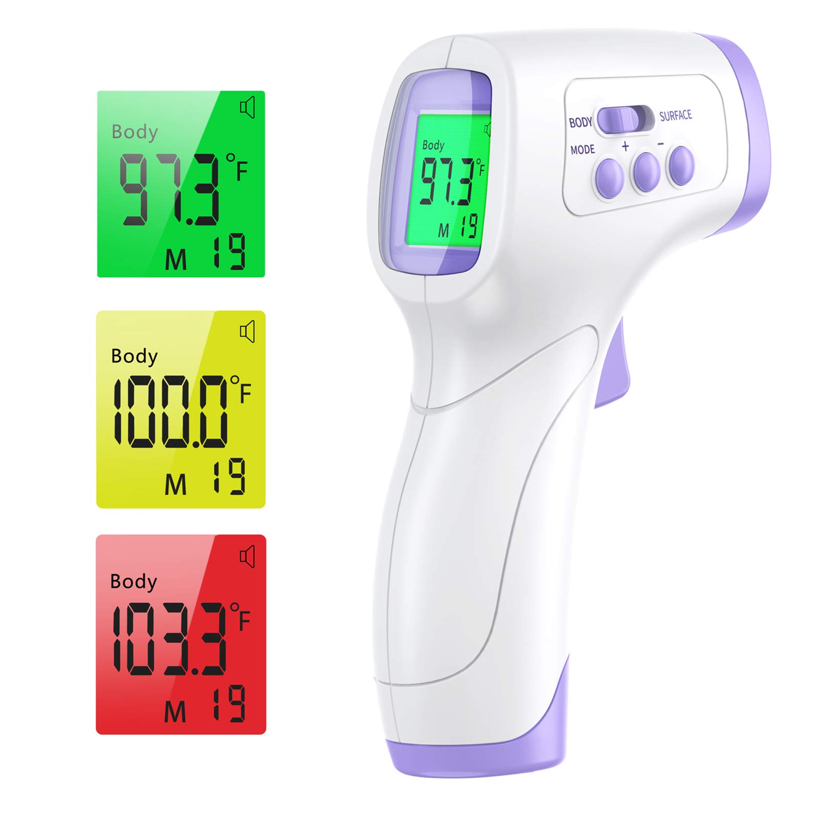 IDOIT Forehead Thermometer for Adults Kids Baby, Infrared Touchless Temperature Gun with Instant Accurate Reading, Fever Alarm 3 in 1 Modes for Face Ear Body and Object Surface