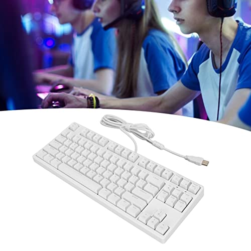 KOSDFOGE Keyboard, 87 Keys Mechanical Keyboard - Professional Gaming Keyboard with Brown Switch, N Key Rollover, and Monochromatic White Light(White)