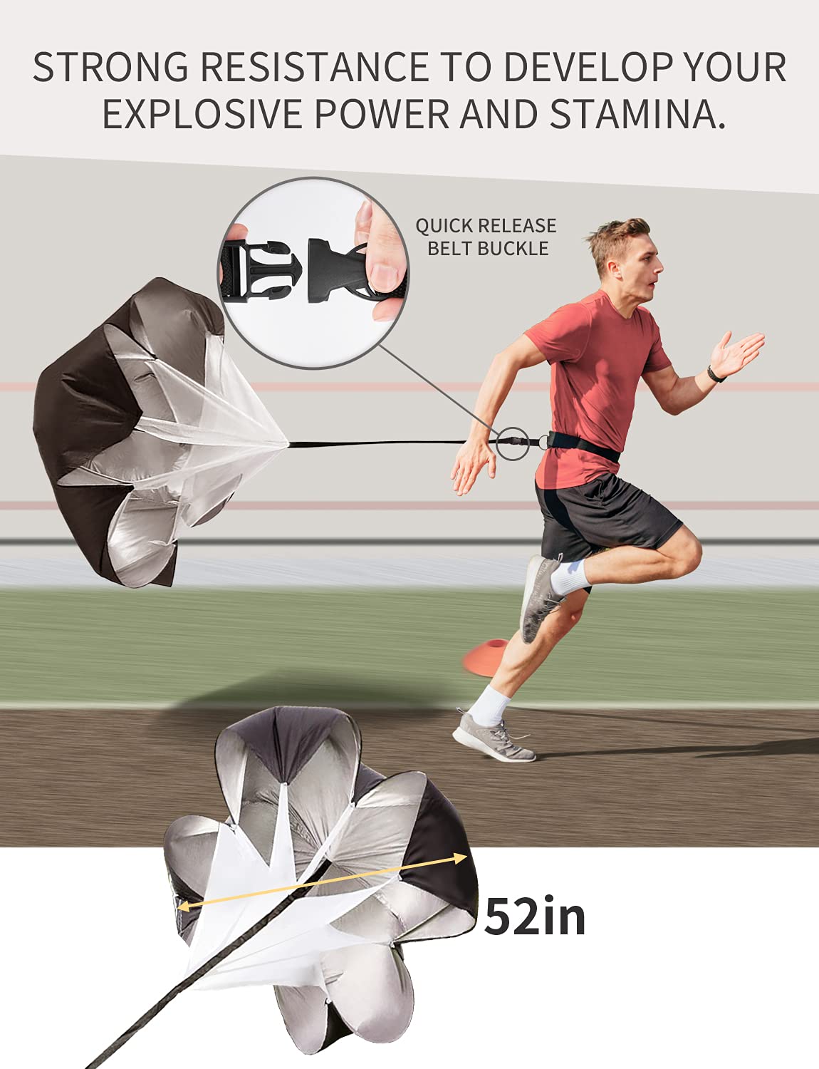 GHB Agility Ladder Speed Training Ladder 20 Feet 12 Rung Exercise Ladder, 10 Disc Cones,Resistance Parachute,Football Training Equipment Set