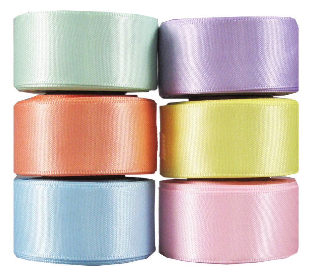 Grosgrain/Satin Ribbon Sets for Gift Package Wrapping, Hair Bow Clips & Accessories Making, Sewing, Craft Projects(6x5yd 7/8" Double Face Satin Ribbon Combo-Pastel)