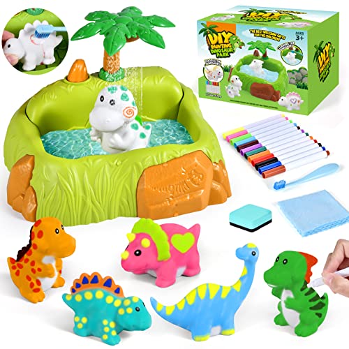 Golray Paint-Wash-Recolor Dinosaur Crafts Kit Painting Toy for Toddler, Bathtub, Washable Marker, Dinosaur, Instruction, Dino Pet Art Activity Dinosaur Toy Gift for 3-5 Year Old Kid Boy Girl