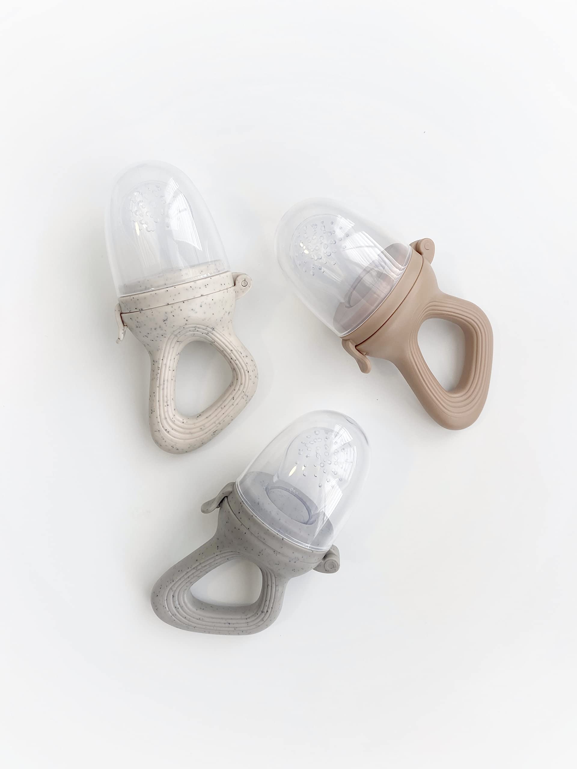 Norajoh Baby Food Fruit Feeder Pacifier | Teething Weaning Food Grade BPA Free Silicone teether for Babies (Chai Tea)