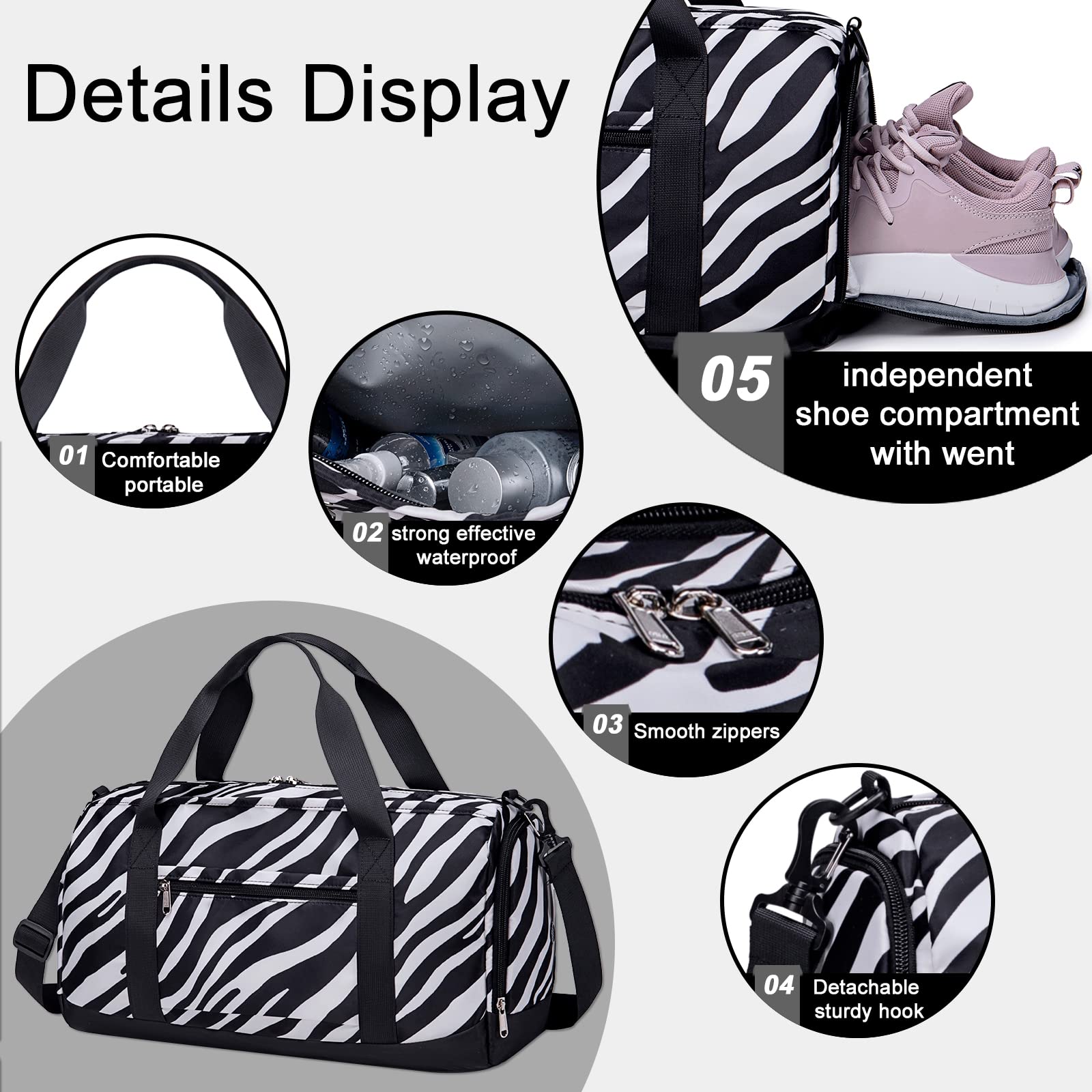 Gym Bag for Women Small Duffel Bag with Shoe Compartment and Wet Pocket Travel Duffle Bag Carry On Weekender Bag Workout Bag