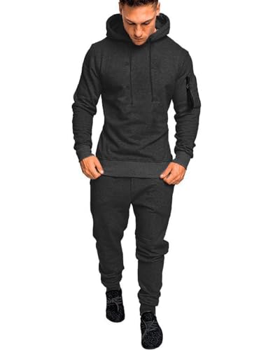 Hakjay Men's Sweatsuits Set 2 Piece Hoodie Jogging Sports Tracksuit Set for Men Casual Athletic Pullover Suit Set