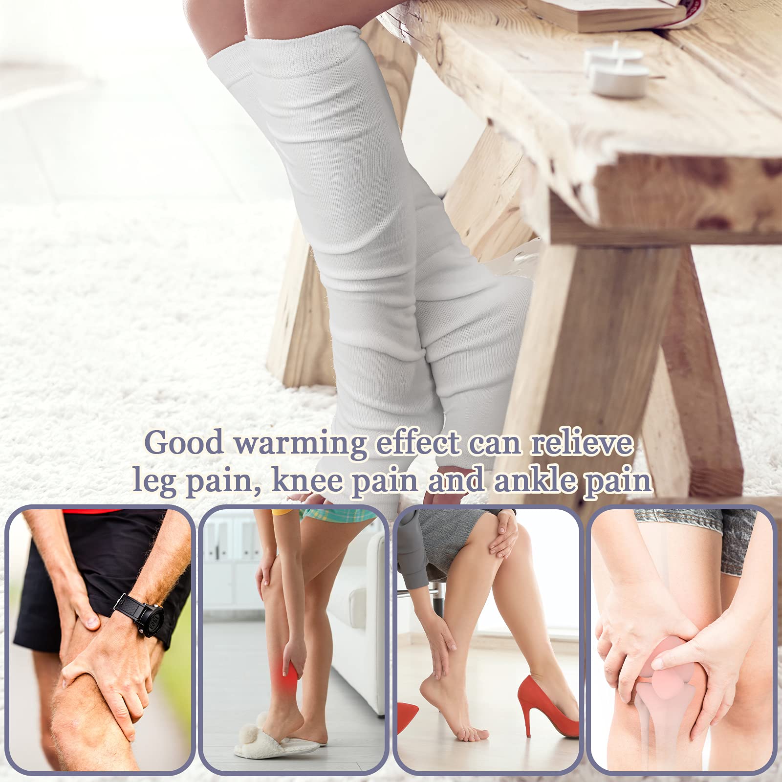 Geyoga 3 Pairs Knee Warmers for Women Men Arthritic Leg Warmer Compression Knee Sleeve Comfortable Knee Braces Knee Pad Cycling Ski Running Knee Supports