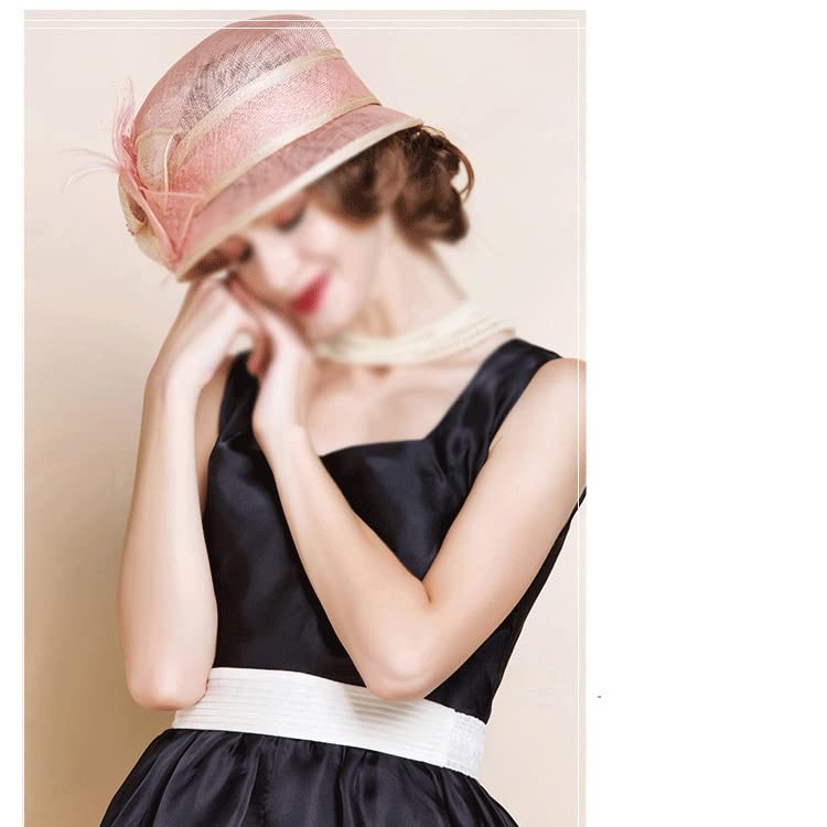 Hats Women Pink Fedoras Wide Brim Derby Hat Fascinator for Wedding Summer Church Party