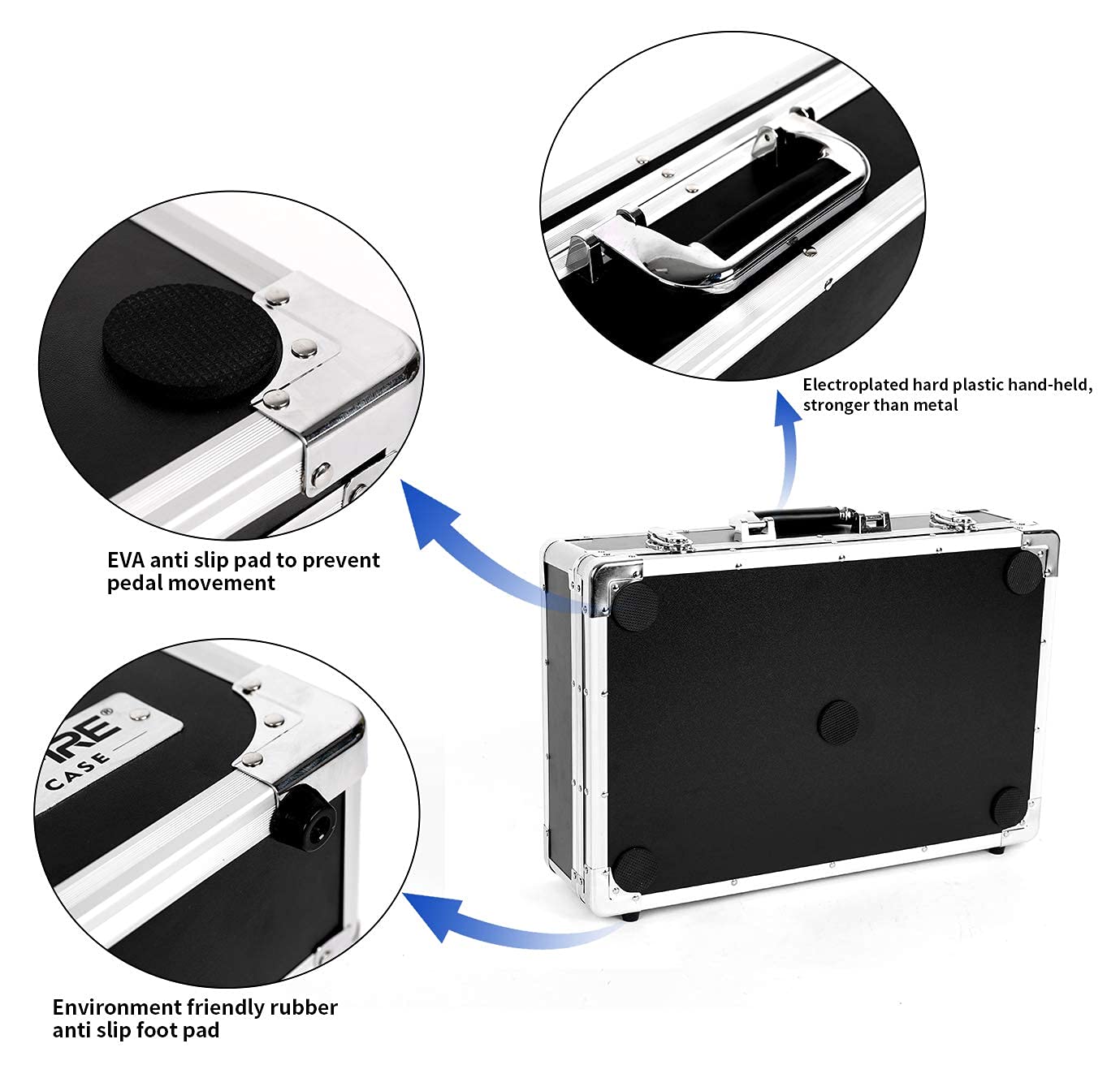 Ghost Fire Guitar Multi Effect Pedal Case 27.5x11.6x4.2in ,with Pedal Mounting Tape Fastener,Sturdy Locking Aluminum ,T series T-EC14