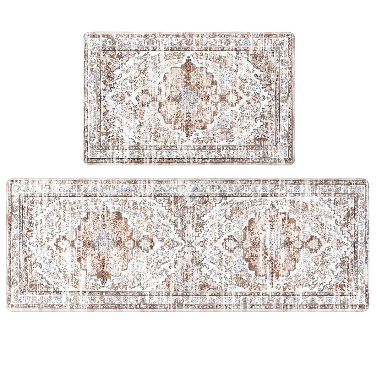 HEBE Anti Fatigue Kitchen Mat Set of 2 Non Slip Waterproof Kitchen Mats for Floor Cushioned Kitchen Rugs and Mats Comfortable Standing Desk Mat Runner for Kitchen,Home Office,Sink,Laundry