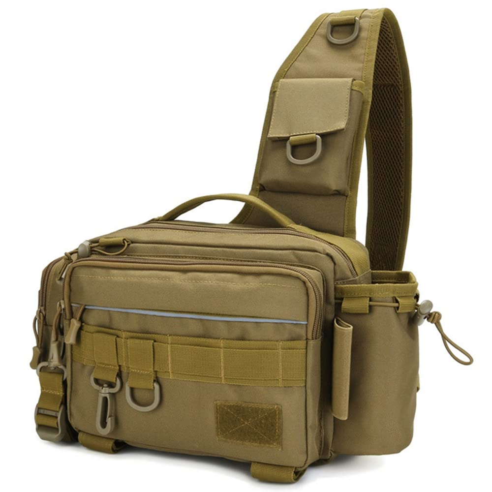 Hrsptudorc Multifunctional Fishing Tackle Bags Single Shoulder Bag Waist Fish Outdoor,Brown