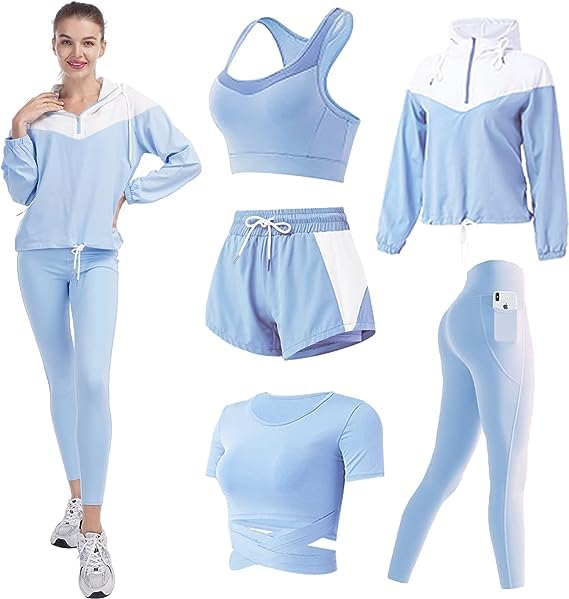 Inmarces Workout Sets for Women 5 PCS Yoga Outfits Activewear Tracksuit Sets