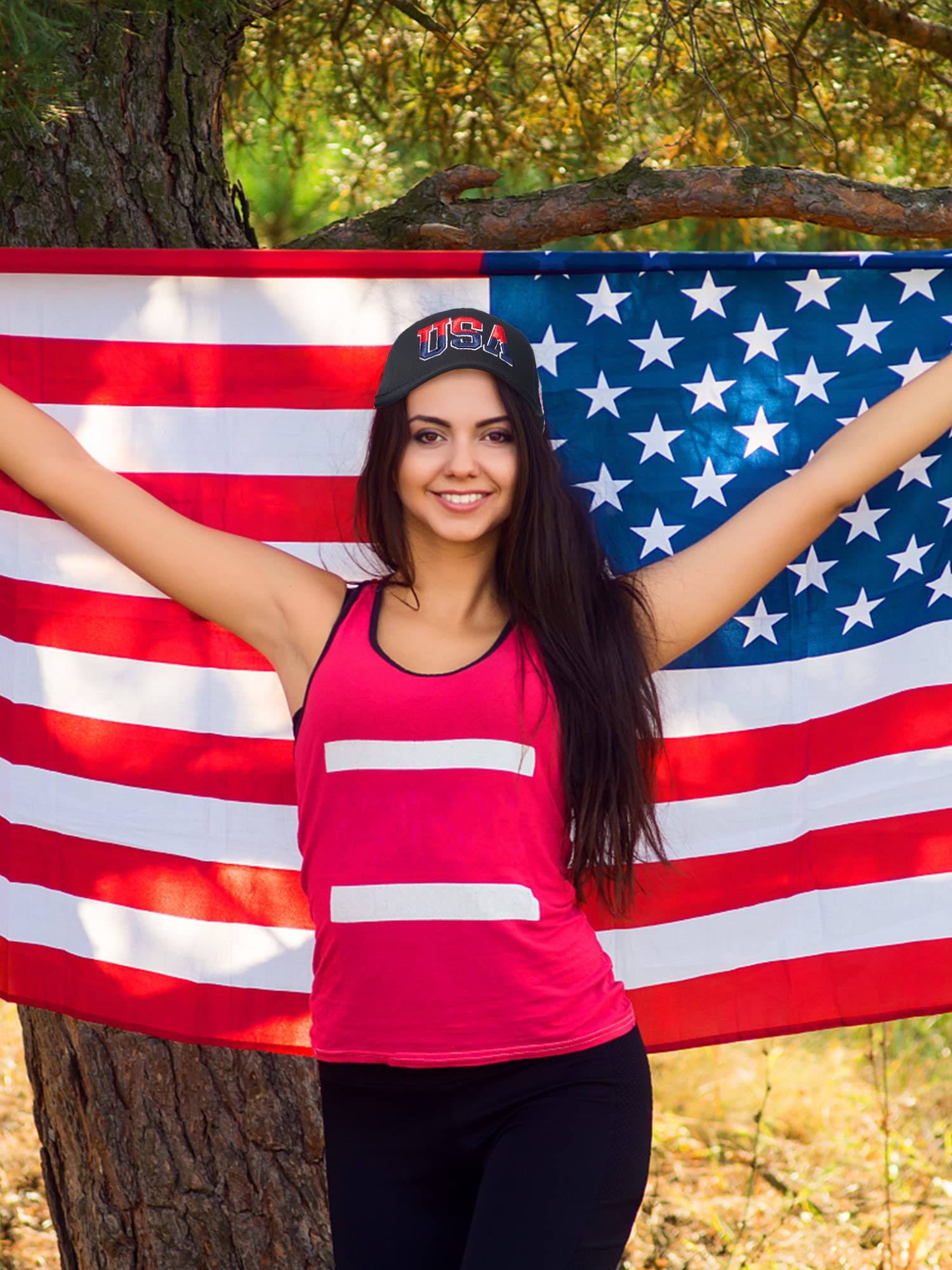 HTVSHEE 4 Pieces Patriotic Baseball Cap USA Hats American Flag Baseball Cap Patriotic Tactical Hat for Men Women Teens