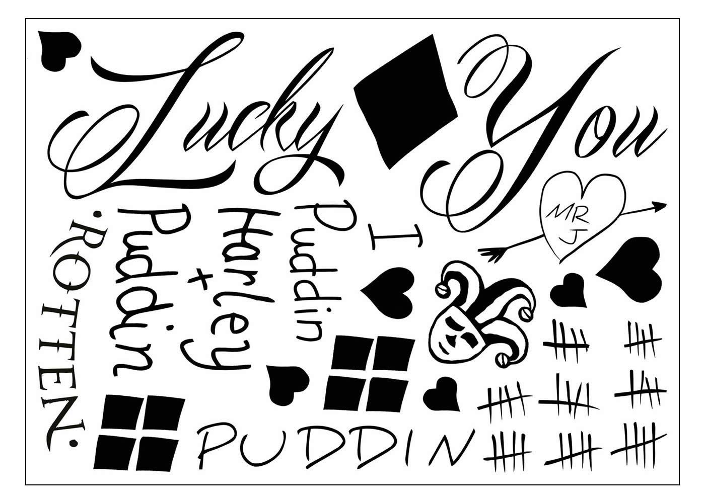 HQ Professional Temporary Tattoos Sheet - Face, Waist, & Leg Tats - 16 Total - Costume/Cosplay