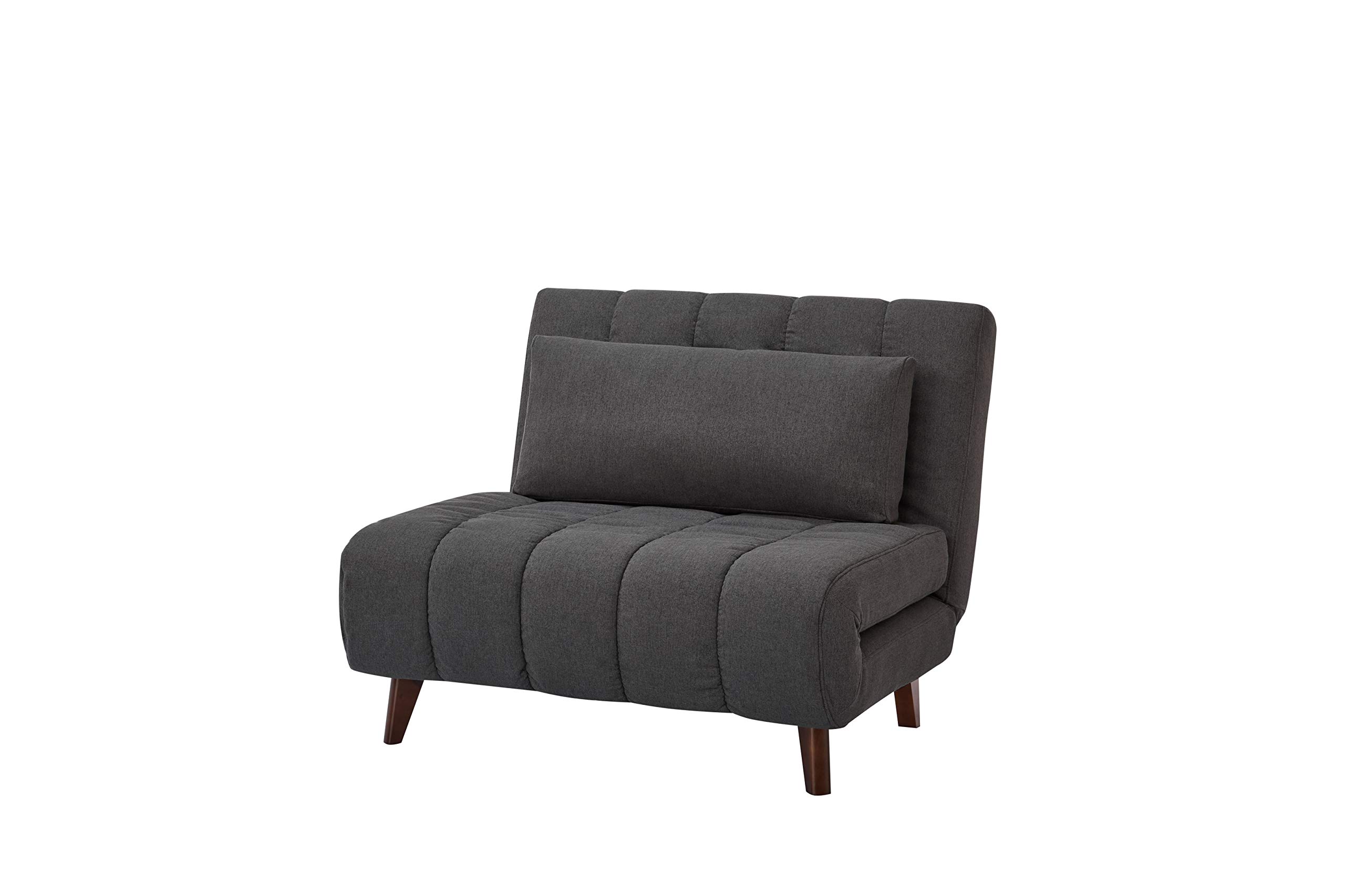 GIA Tri-Fold Convertible Polyester Stripe Sofa Bed Chair with Removable Pillow and Legs, Dark Gray