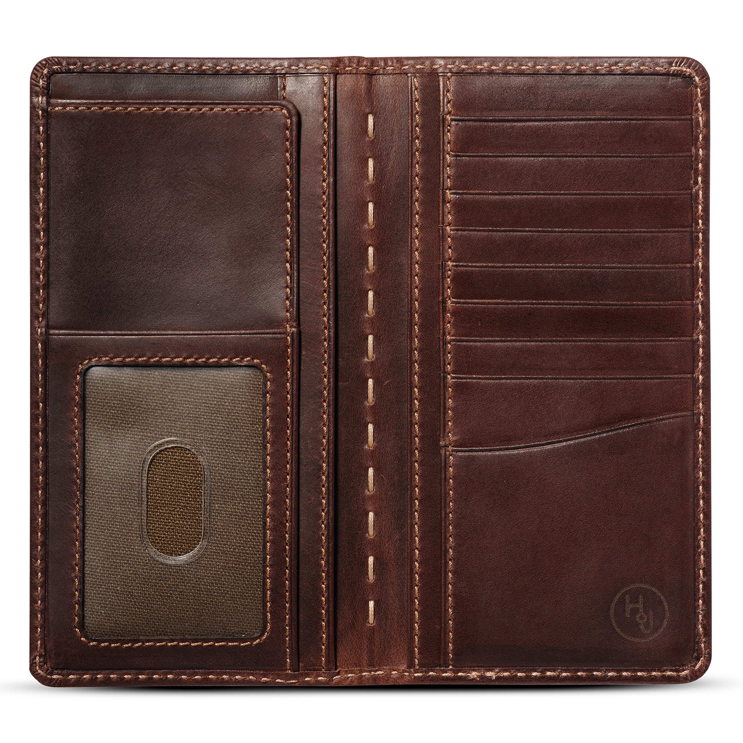 HoJ Co. BOONE Mens Long Wallet | Cowboy Wallet | Basketweave Full Grain Leather Rodeo Wallet | Long Bifold Men's Wallet | Western Wallet