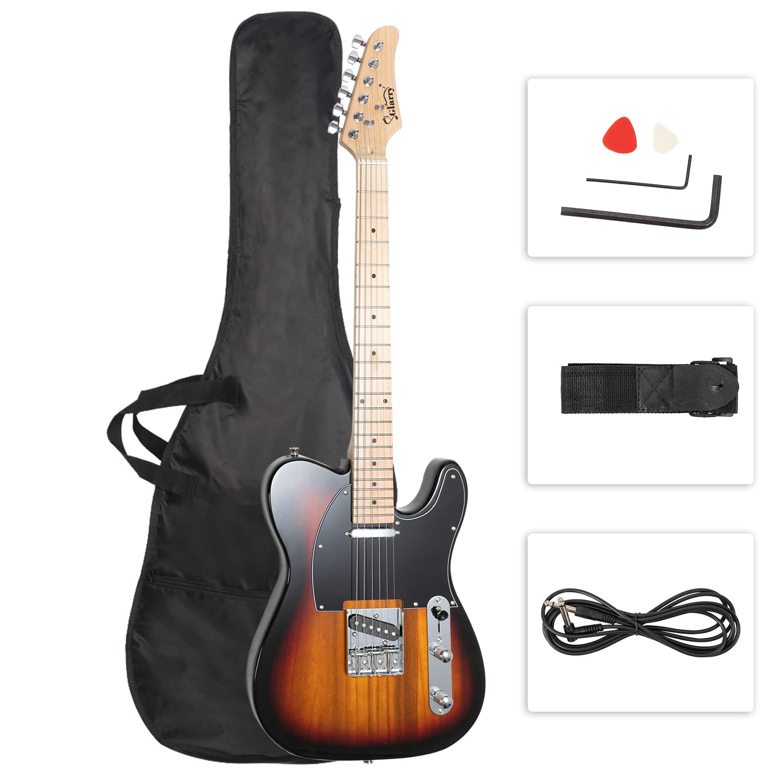 GLARRY 39" GLP Electric Guitar Solid Body Full Size Kit for Beginner, Humbucker Pickups, 3-Ways Switch with Bag, Strap, Cable, Plectrum, Pick (Black)
