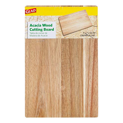 Glad Acacia Wood Cutting Board for Kitchen | Small Reversible Solid Butcher Block | Cooking Supplies for Chopping, Carving, and Serving, 11 x 7 Inches, BROWN