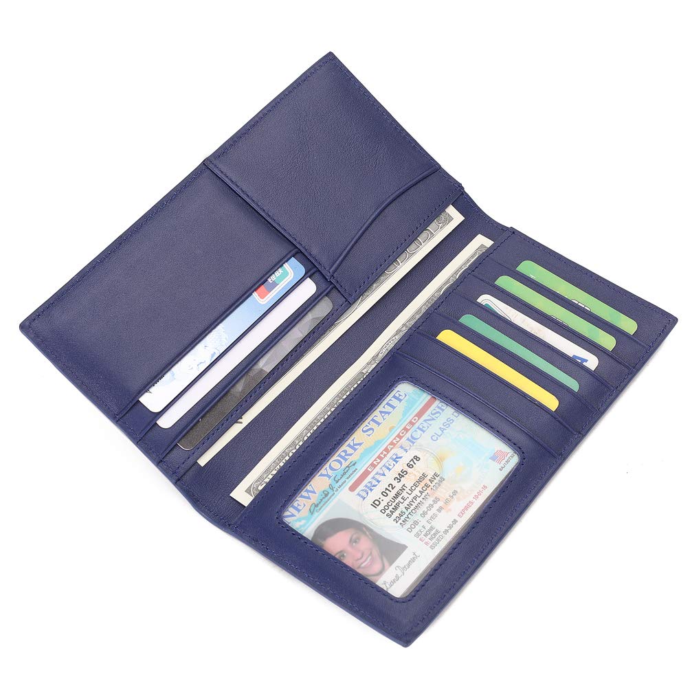 GintaXen Slim Leather ID/Credit Card Holder Long Wallet with RFID Blocking - Pink