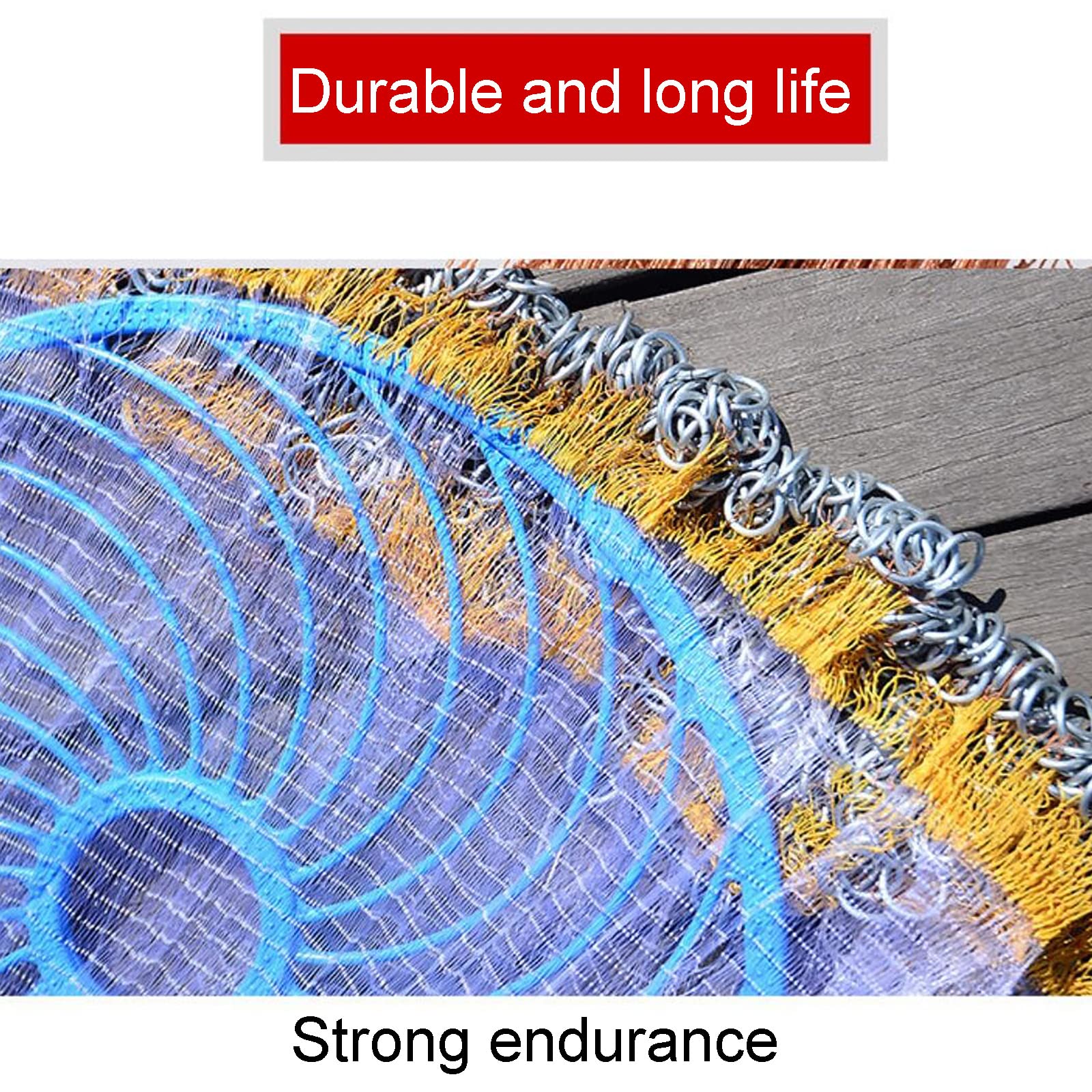 HWTOP Heavy-Duty Drop Net with Net Drop, Frisbee Hand Throwing Net, Automatic Fishing Tool, 7.2 Meters Long, 2 Fingers