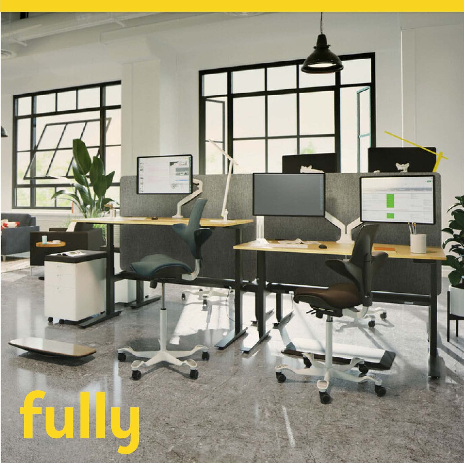 Fully Jarvis Monitor Mounting Arm - fits up to 32" Computer Display (Single, Black)