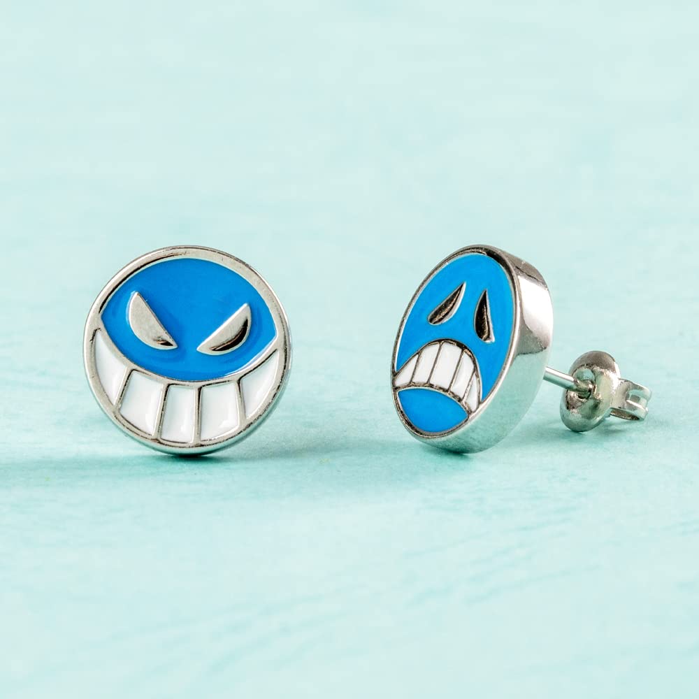 Happy Unhappy Stud Smiling Face Anime Stud Earring Cosplay Accessory