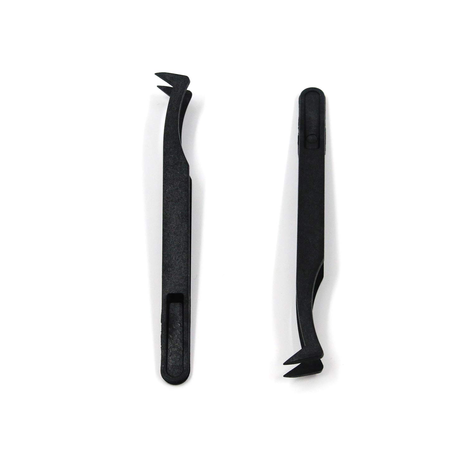 Geesatis 20 pcs Slant Tip Anti-static Tweezers Plastic Black Slant Tweezers for Watchmaker, Professionals Hobbyists Alike, Length 4.5 inch, Pointed Tip