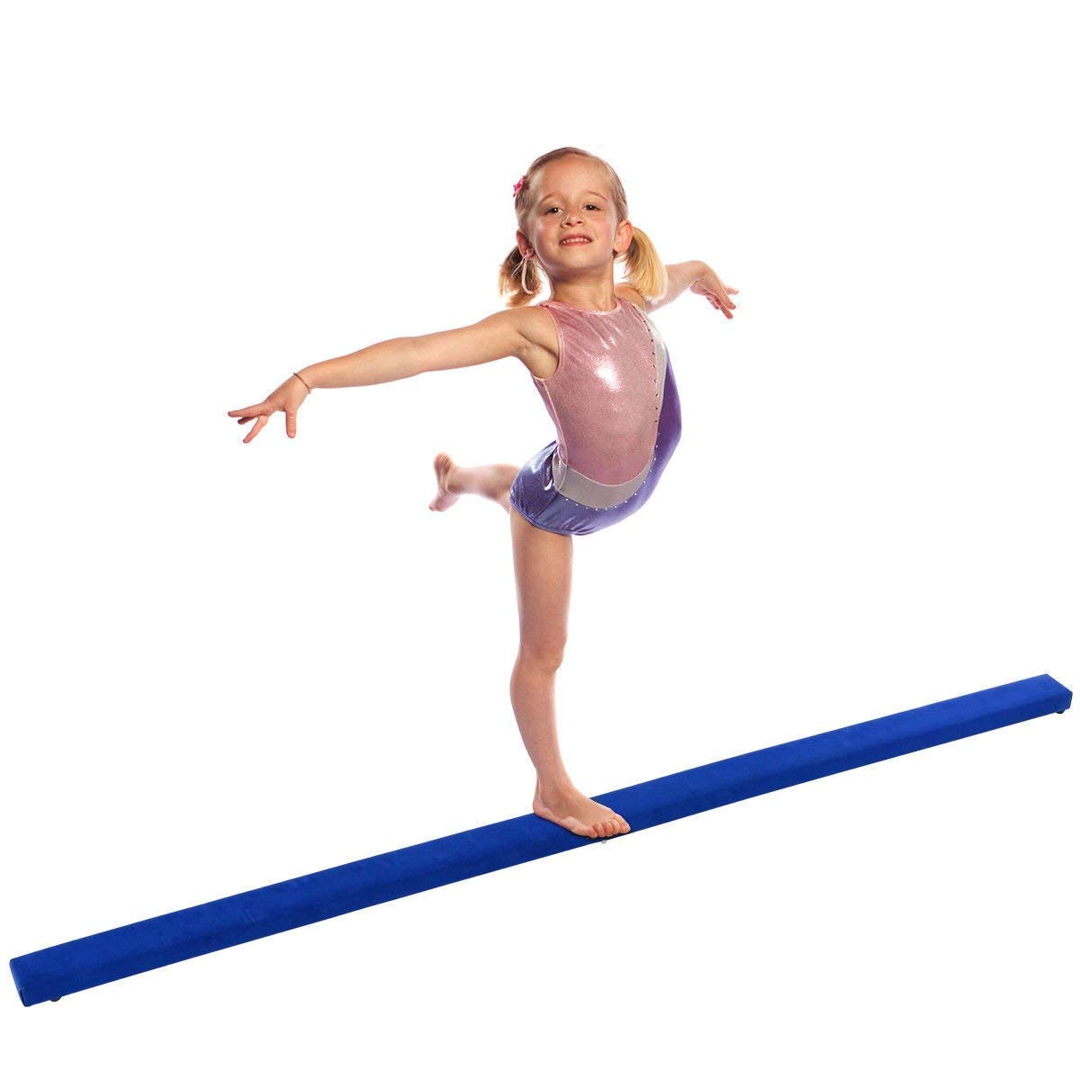 Giantex 8FT Folding Floor Balance Beam for Girls, Boys, Toddlers, Teens Sports Gymnastics Skill Performance Training Easy Storage (Blue)