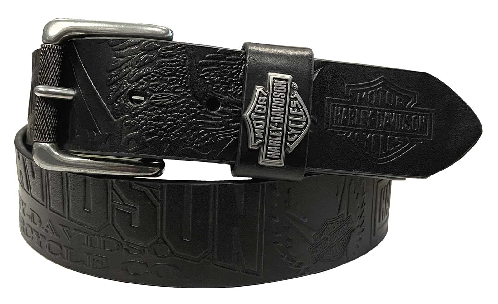 Harley-Davidson Men's Scorching Genuine Black Leather Belt- Gunmetal Finish (38)