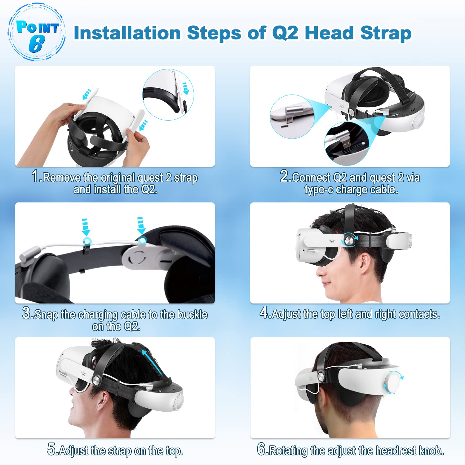 Head Strap for Oculus Quest 2 with 5200 Power Battery Pack - Elite Strap Extend Playtime Up to 7 Hours for Meta VR Replacement Headset Accessories Comfortable Lightweight…