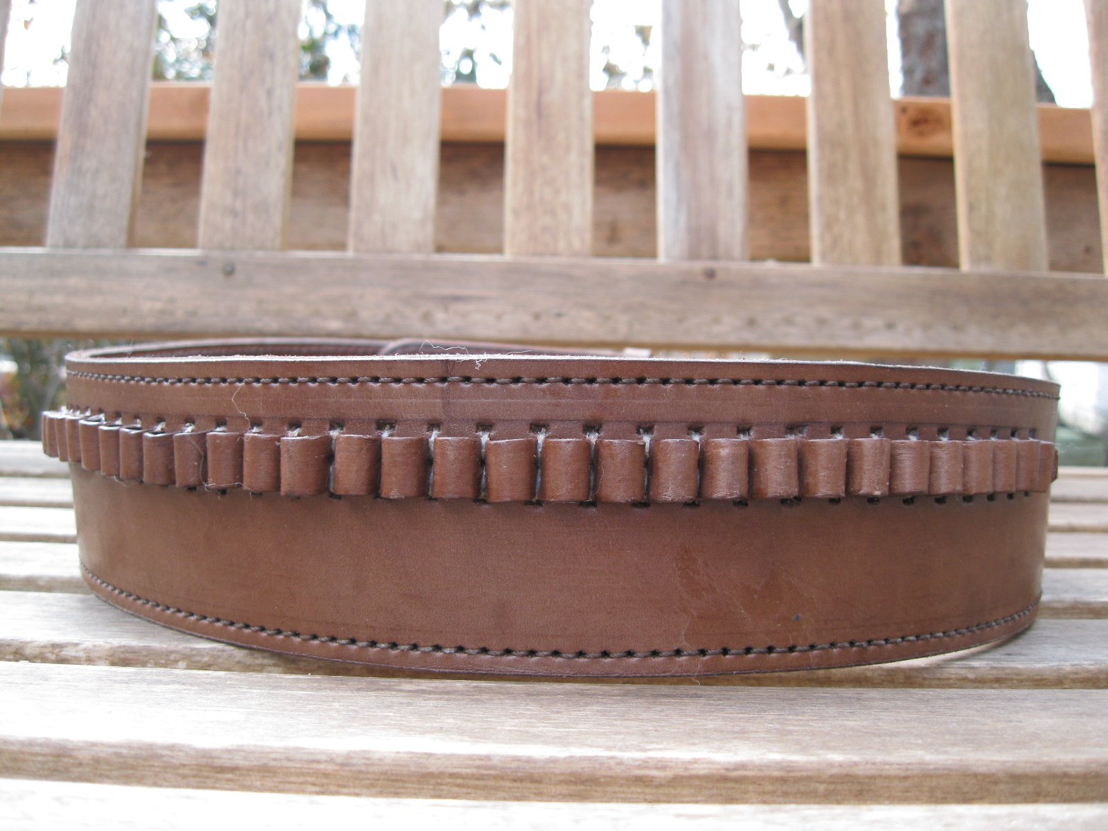 Gun Belt with Right Handed Tooled Holster Combo - 22 Caliber - Leather - Brown (brown,40") - sizes are for hip size