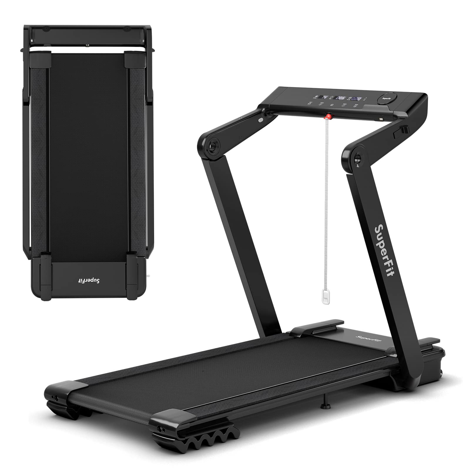 GYMAX Folding Treadmill, 4HP Running Machine with LED Touch Screen, Smart APP Connection, Free Installation Fitness Workout Treadmill for Home Gym