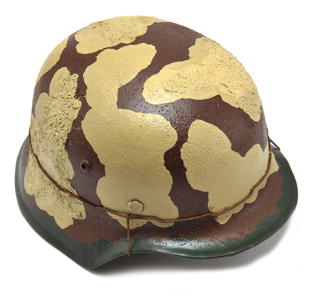 German WW2 M35 Afrika Korps Wehrmacht Helmet Textured Brown Tan Camouflage with Wire 1138WWS