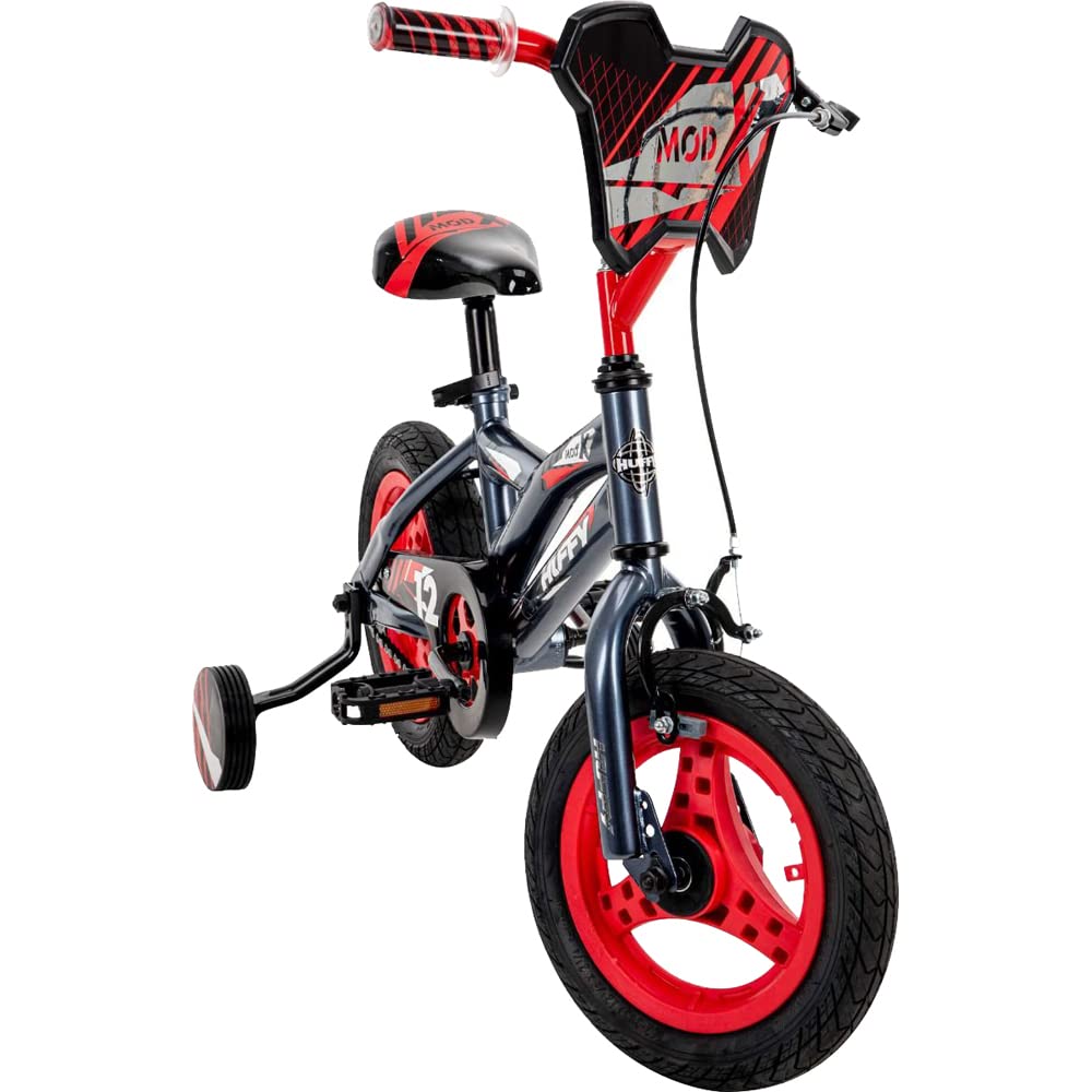 Huffy 22900 Mod X Kids 12-inch Bike, Grey Bundle with 2 YR CPS Enhanced Protection Pack